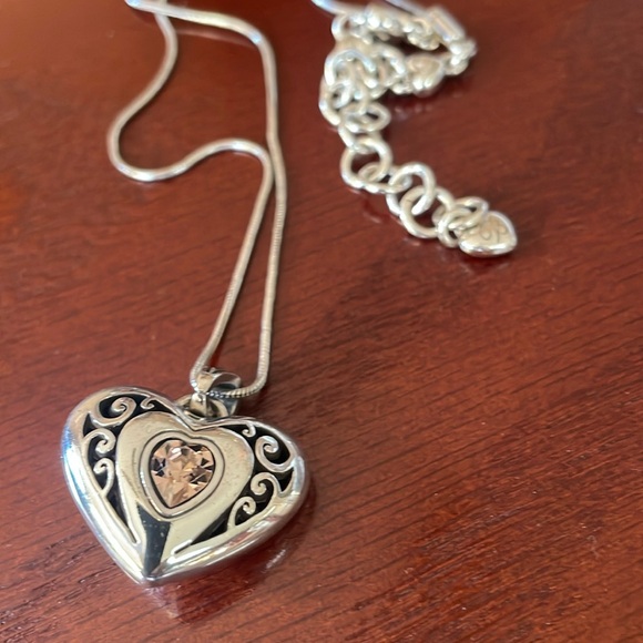 Brighton | Jewelry | Brighton Divinity Puffy Heart Pink Clear Pendant ...